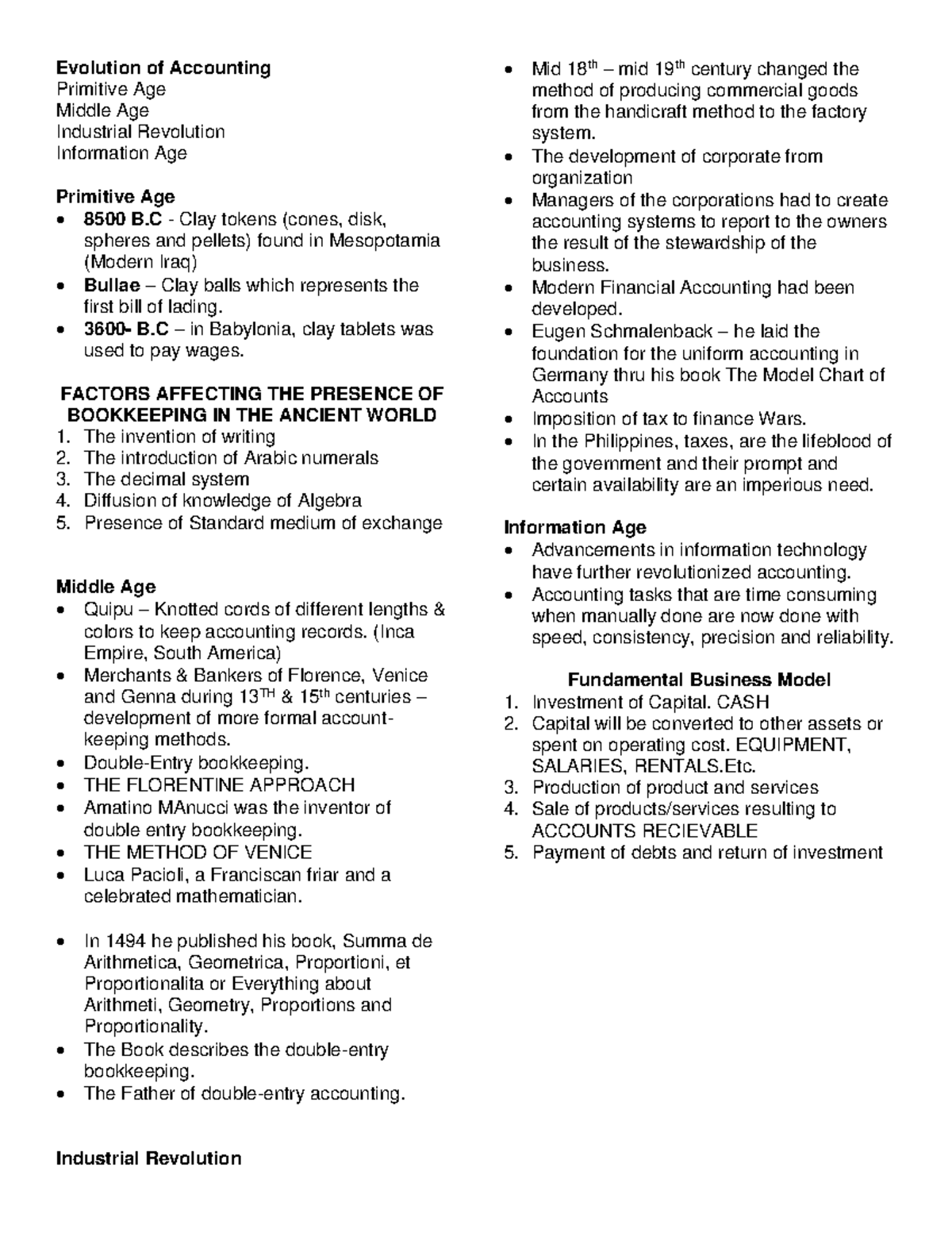 Basic- Accounting - Lecture notes 1 - Evolution of Accounting Primitive ...