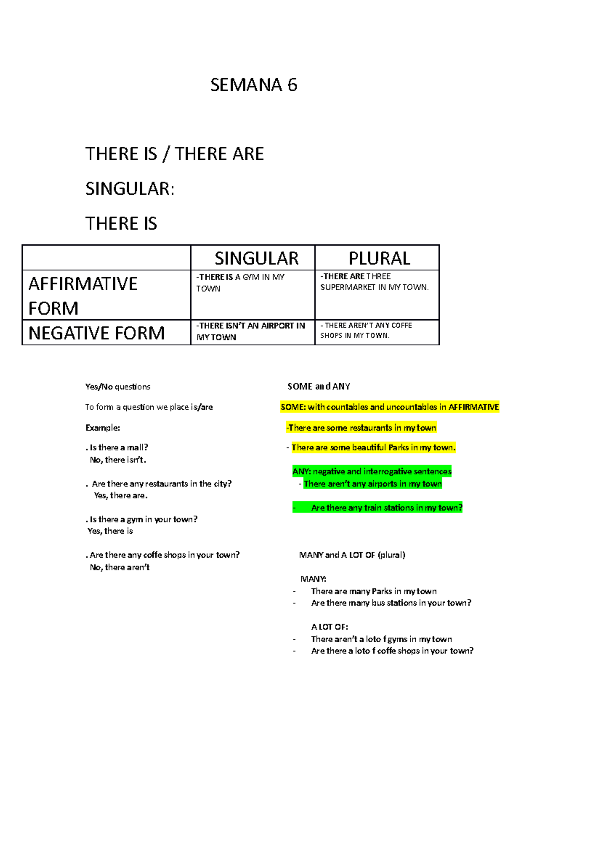 Semana 6,7,8 y 9+ - THERE IS / THERE ARE SINGULAR: THERE IS SINGULAR ...