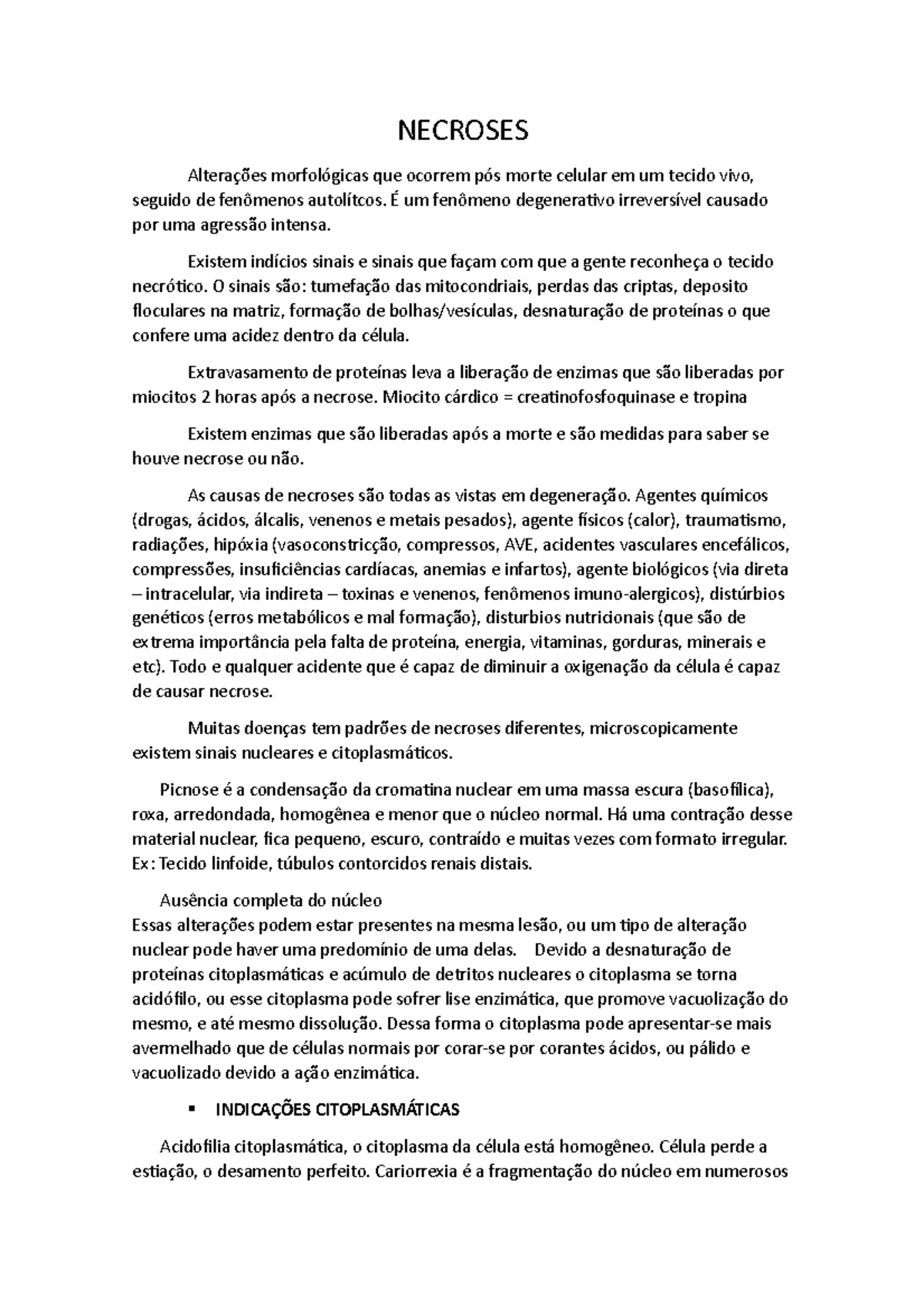 04 - Necroses - Material da aula teórica - NECROSES Alterações ...