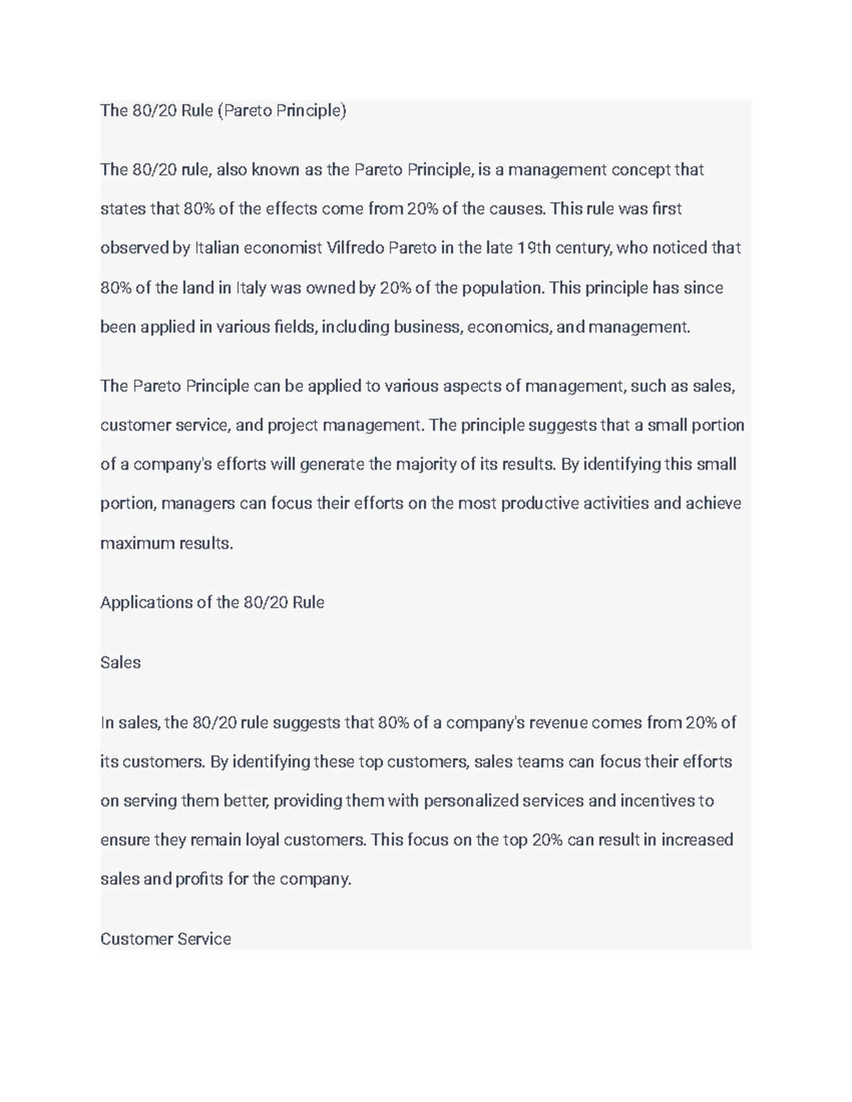 The 80 20 Rule (Pareto Principle) - The 80/20 Rule (Pareto Principle ...