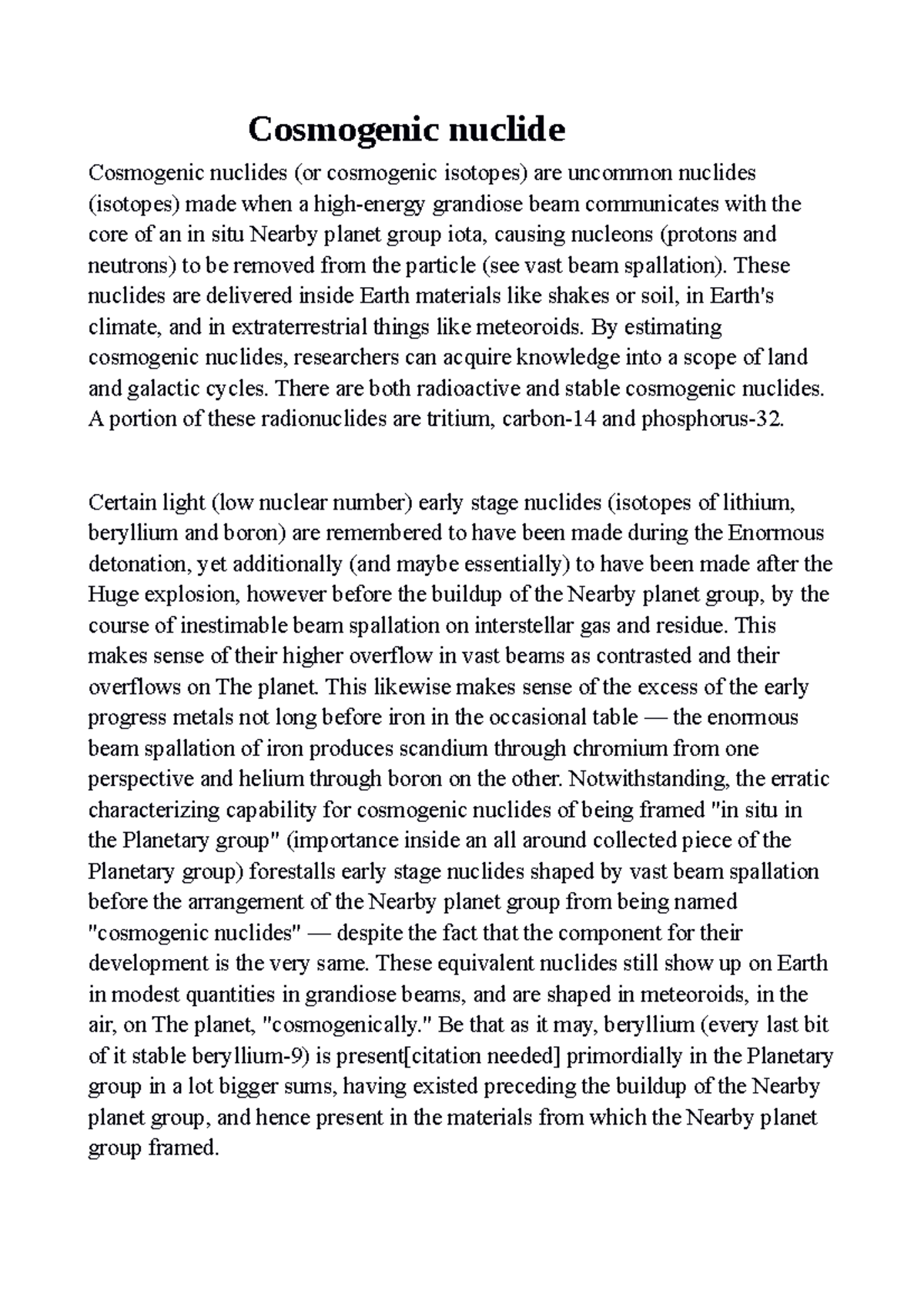 Cosmogenic nuclide - Ifah - Cosmogenic nuclide Cosmogenic nuclides (or ...