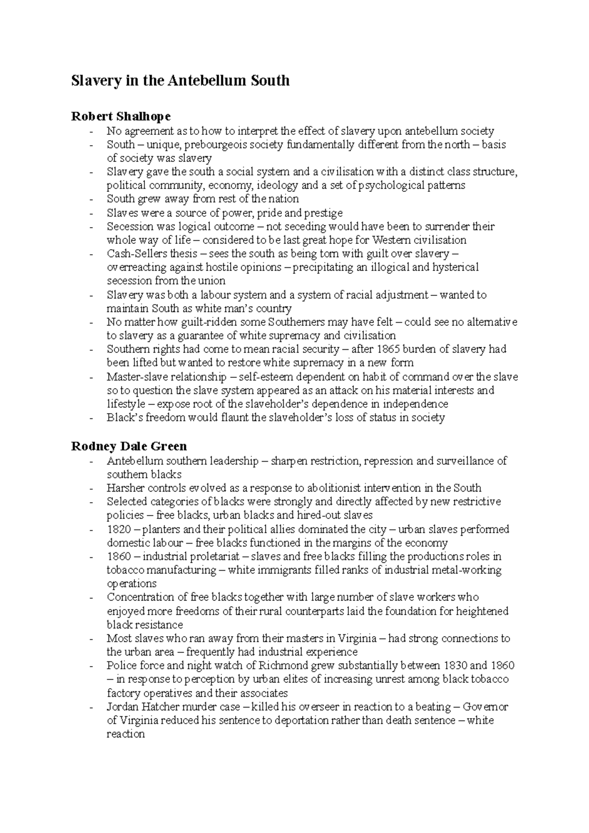 Slavery in the Antebellum South - Slavery in the Antebellum South ...