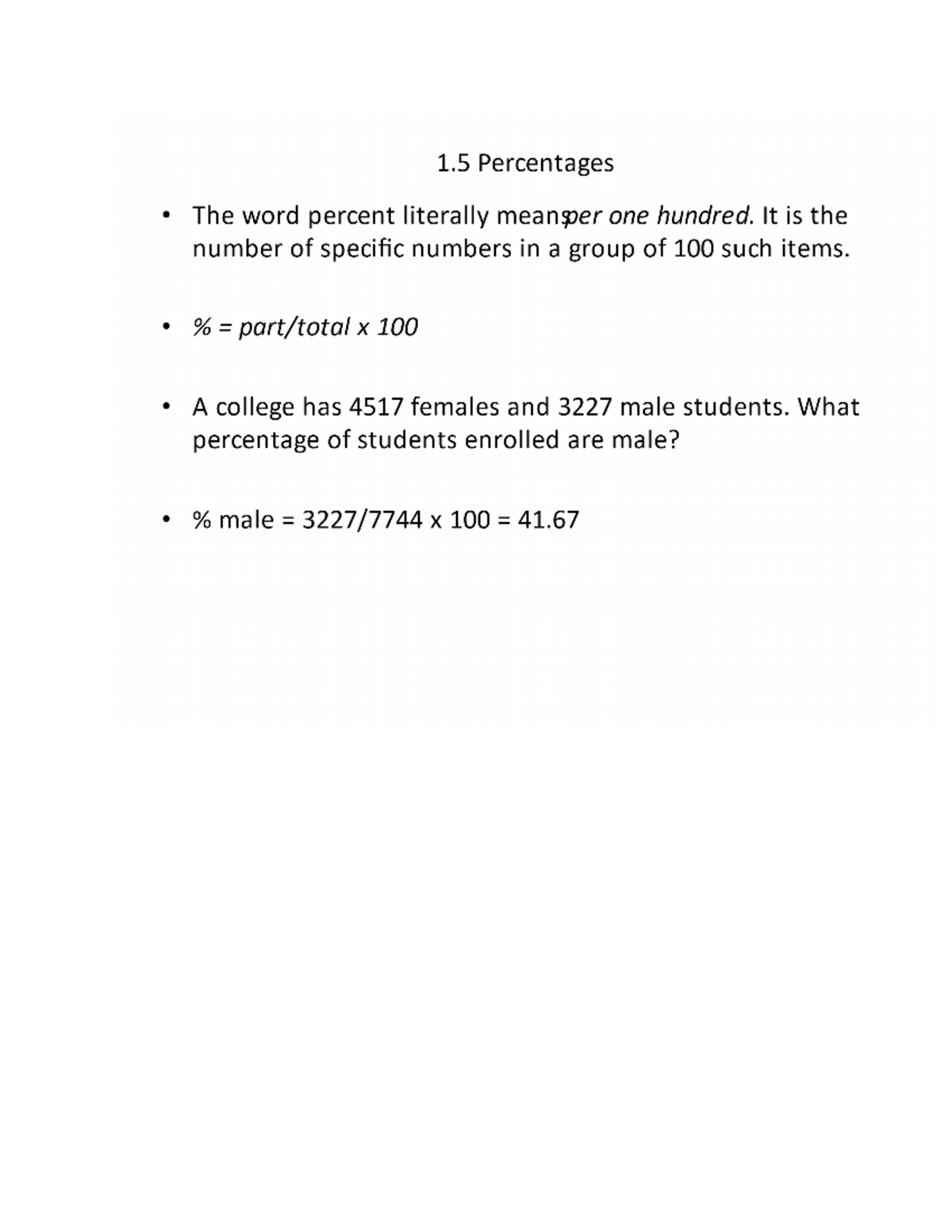 Chapter 14-percentages - 1 Percentages The word percent literally ...