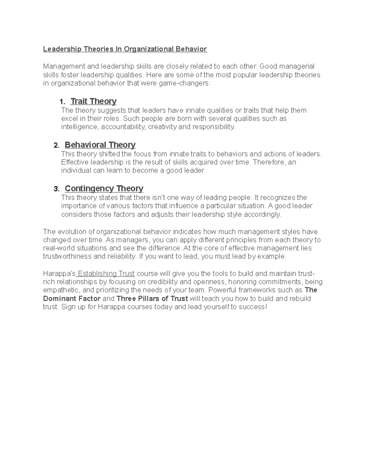 Organizational Behavior and leadership theories - Leadership Theories ...