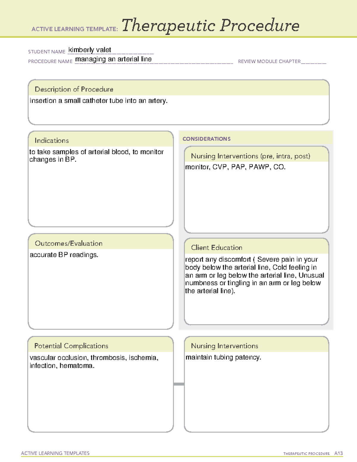 Arterial line - medication - ACTIVE LEARNING TEMPLATES THERAPEUTIC ...