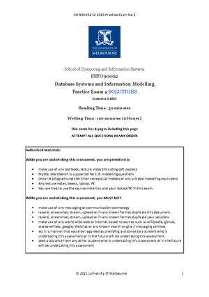 INFO90002 - Unimelb - Database Systems & Information modeling - Studocu
