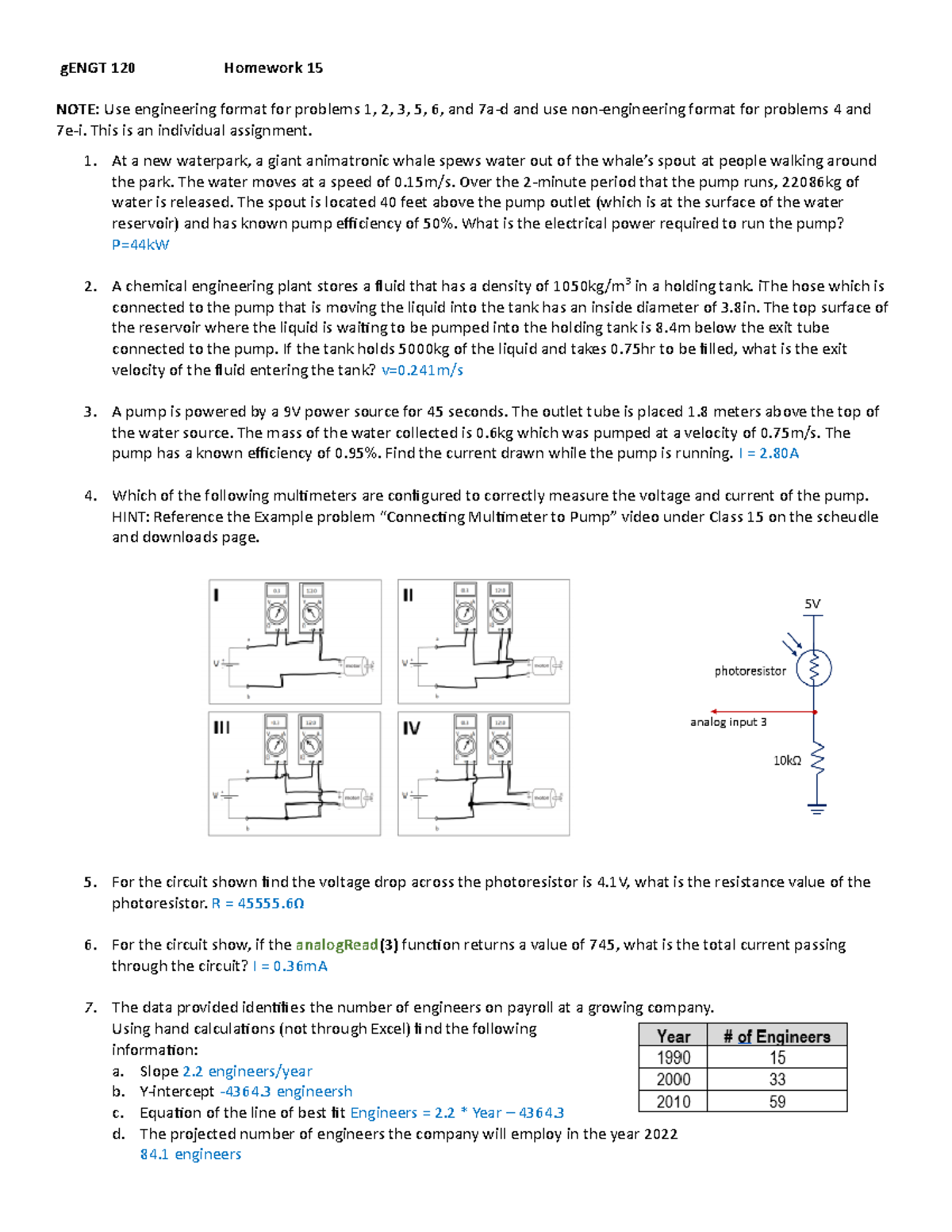 Homework 15 ENGT221 - gENGT 120 Homework 15 NOTE: Use engineering format for problems 1, 2, 3, 5 ...