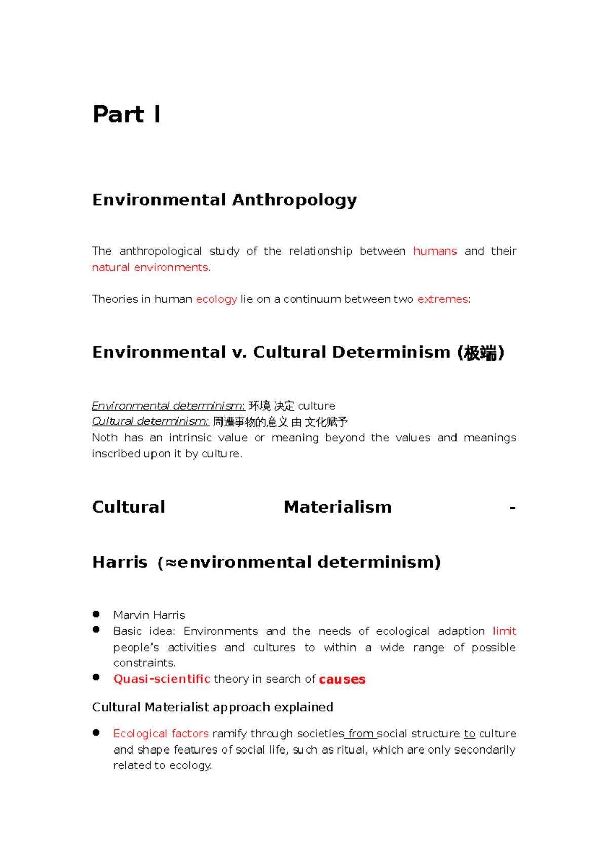 4 Animal human - Lecture notes 4 - Part I Environmental Anthropology ...
