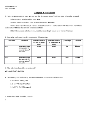 CH 2 Chemical Basis of Life - BIO 111 Notes - BIO 111 - Intro to ...