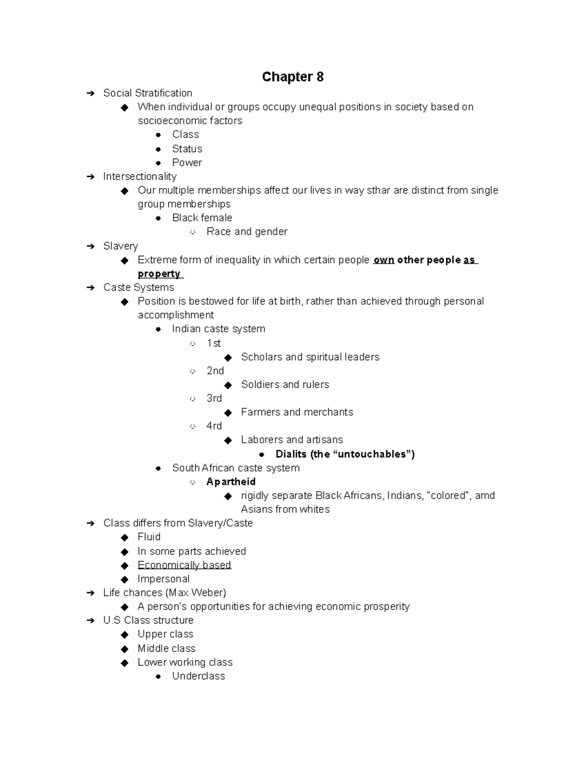 Intro to sociology chap 8 notes - Chapter 8 Social Stratification When ...