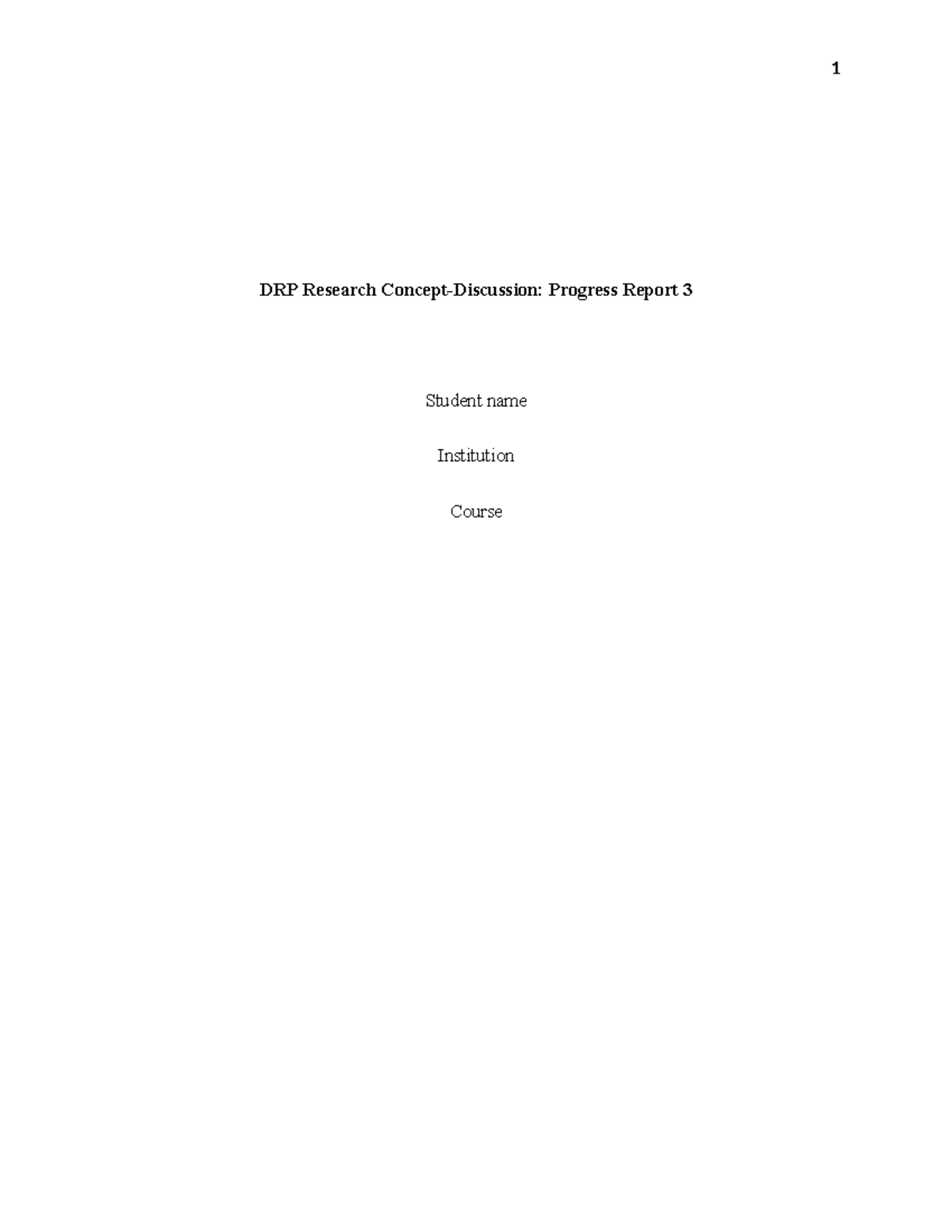 DRP Research Concept-Discussion - Progress Report 3 - 1 DRP Research ...