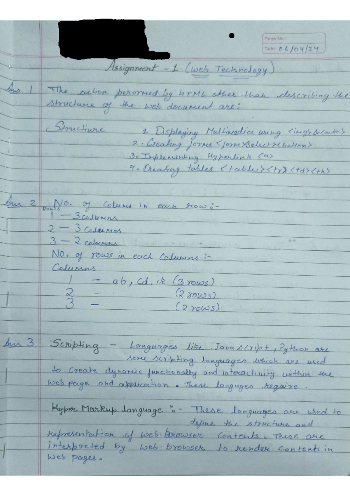 Web-tech assignment - baa 3 AlonL An kur Hahout Rous Cowse cSE SeM 6sem Rolno:2000 64o100l The ...