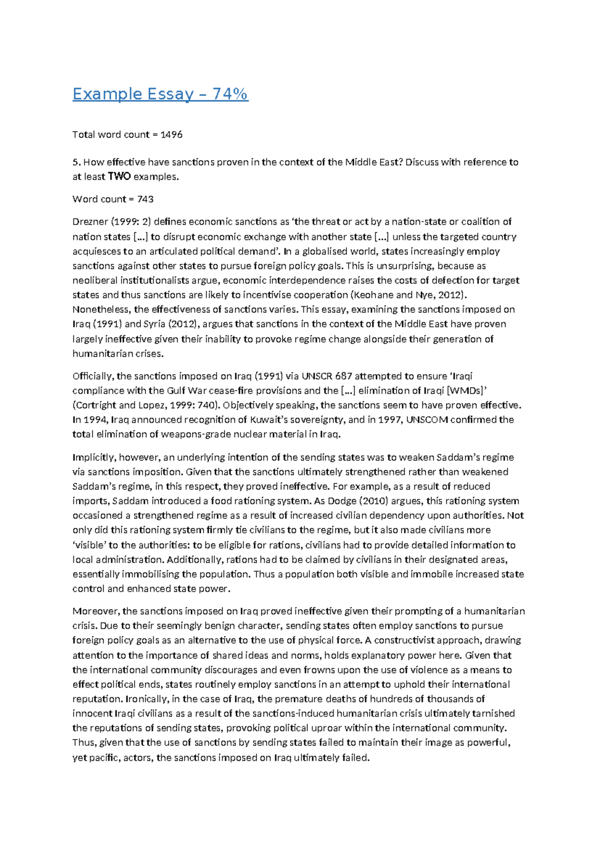 Example Essay - 74 - Example Essay – 74% Total word count = 1496 5. How ...