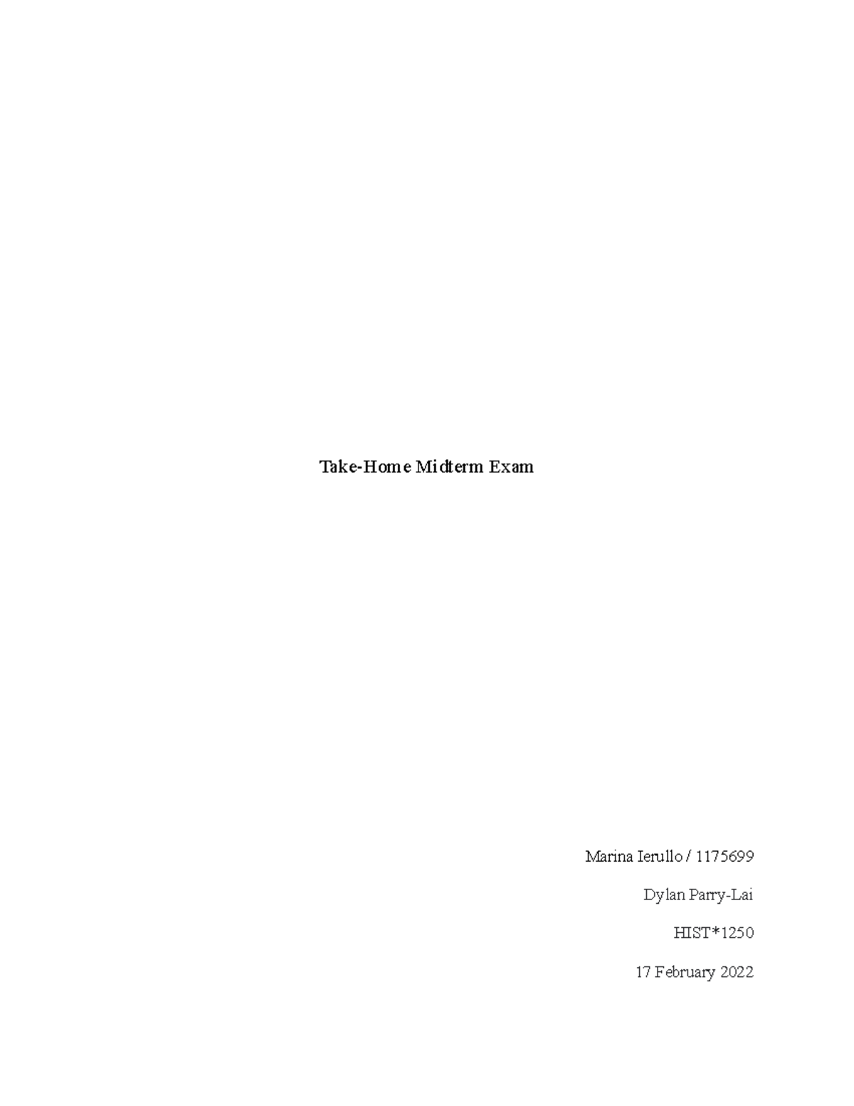 HIST1250 Take-Home-Midterm - economic, political and social impact ...