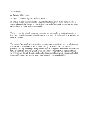 Basics of scientific arguments 1 - I. Introduction A. Definition of ...