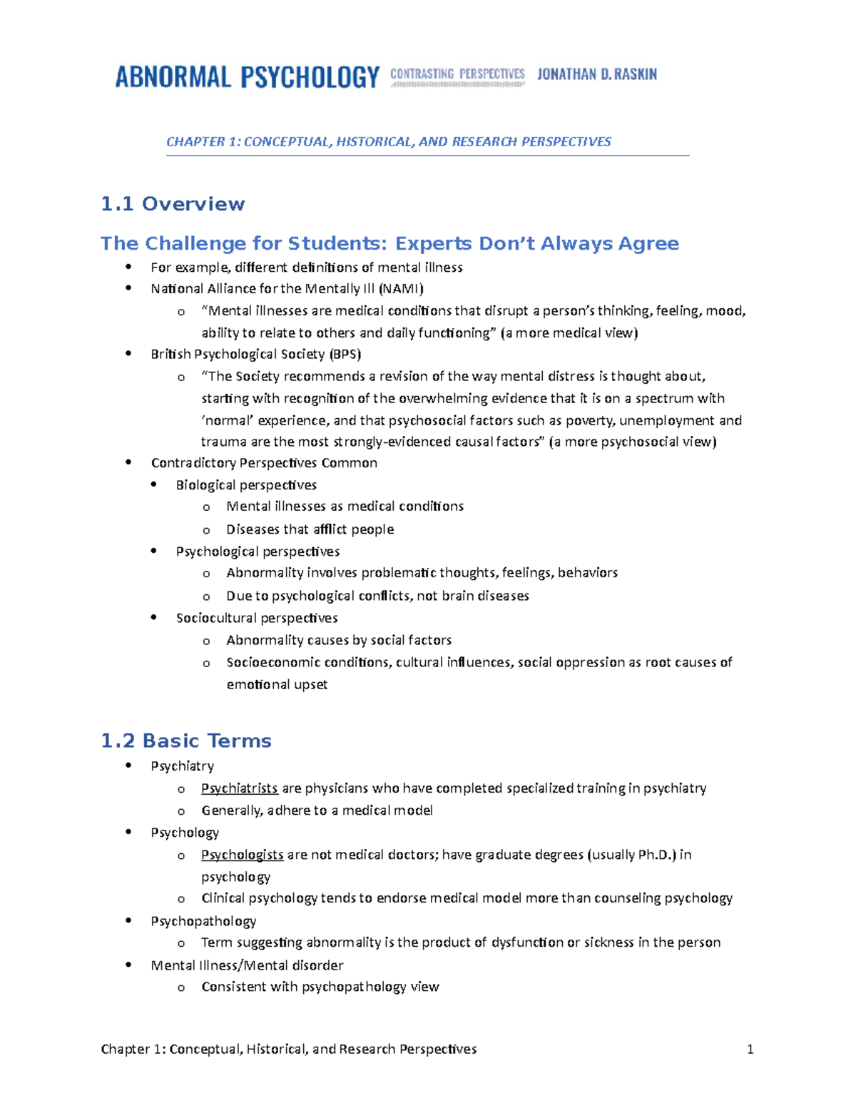 Chp 1 lecture notes - CHAPTER 1: CONCEPTUAL, HISTORICAL, AND RESEARCH ...