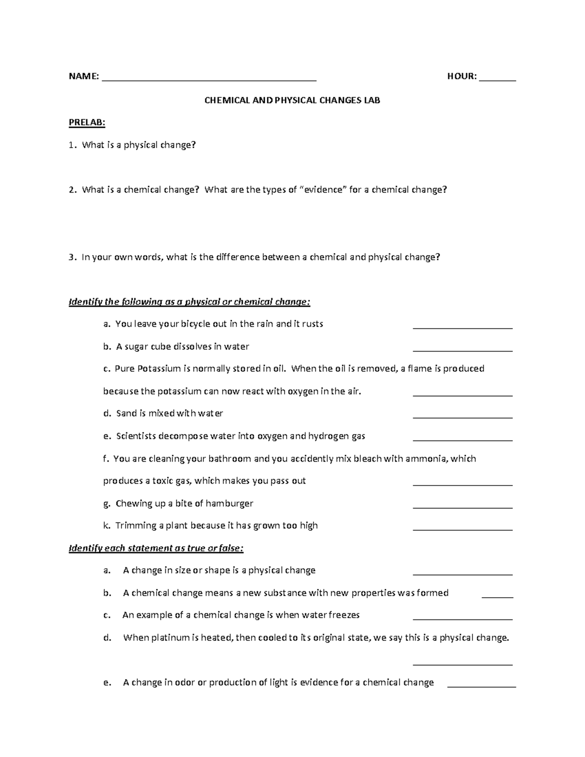 Chemical+and+Physical+Changes+Lab - NAME ...