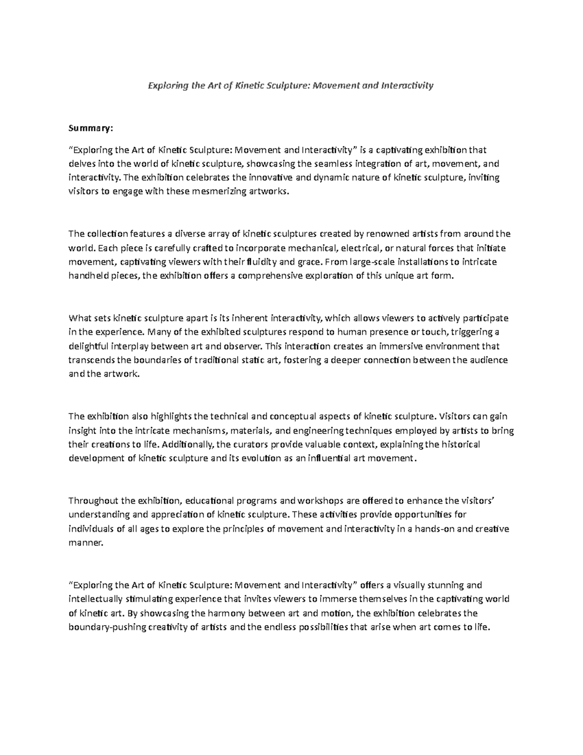 Exploring the Art of Kinetic Sculpture — Movement and Interactivity ...