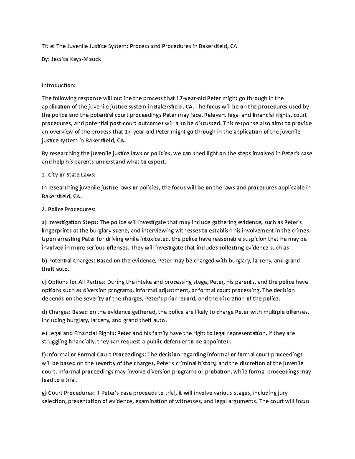 Week 5 - CJS JKM - Week 5 - Title: The Juvenile Justice System: Process ...