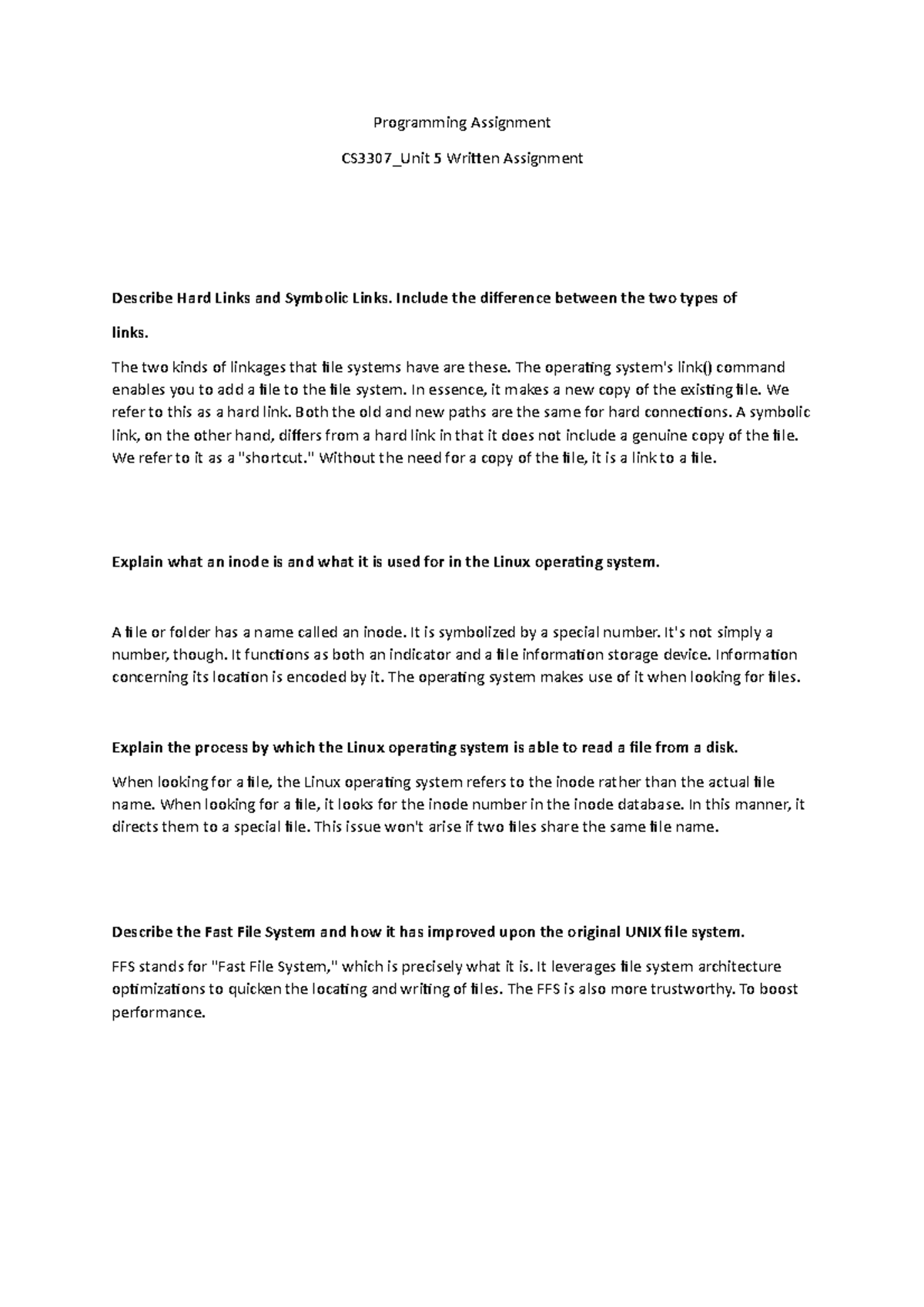 CS3307 unit 5 Written Assignment - Programming Assignment CS3307_Unit 5 ...