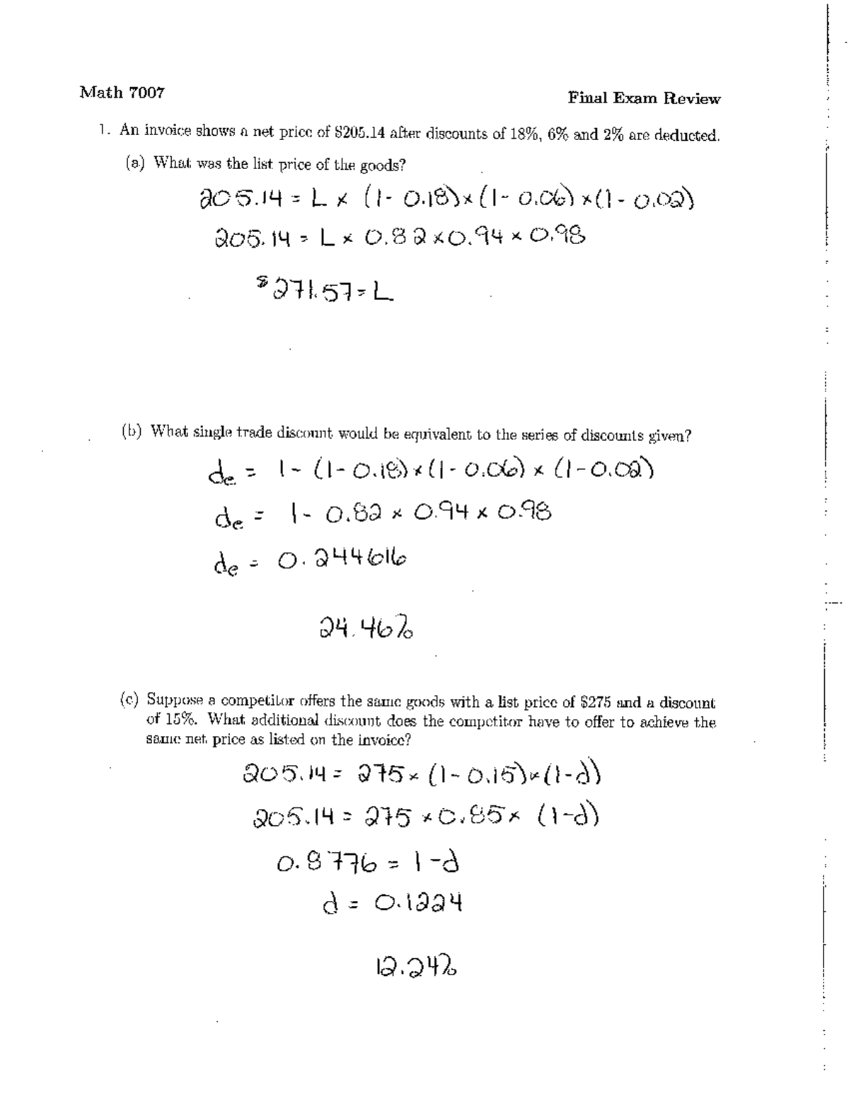 Final Exam In Class Review Solutions Math 7007 Final Exam Review 1 final-exam-in-class-review-solutions-math-7007-final-exam-review-1