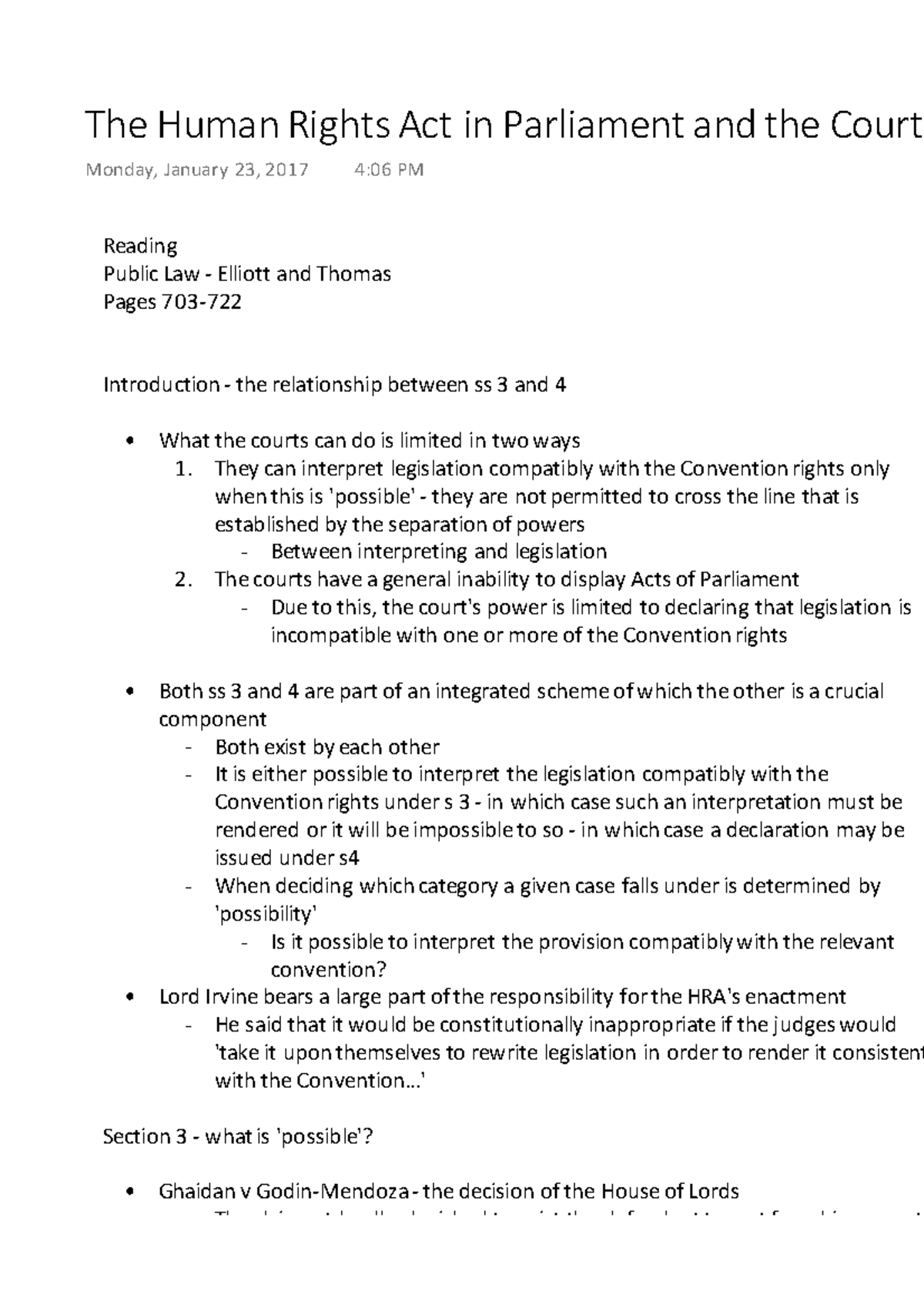 Public Law - Lecture 11 - The Human Rights Act in Parliament and the ...