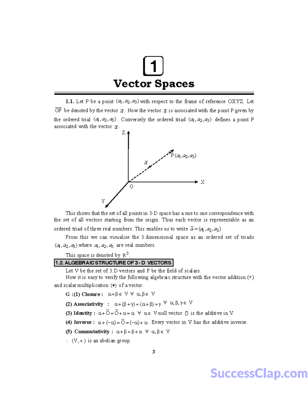 Vector space Successclap PDF - Vector Spaces 3 1 1. Let P be a point ...