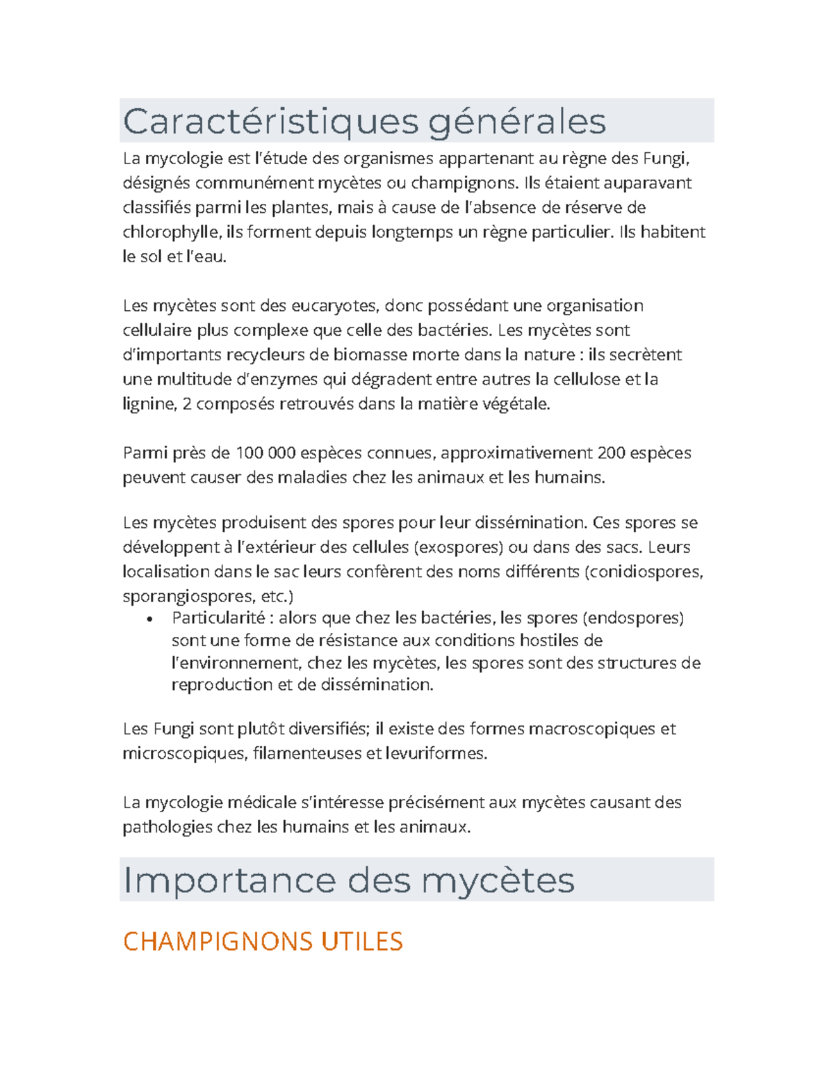 Mycologie - Caractéristiques générales La mycologie est l'étude des ...