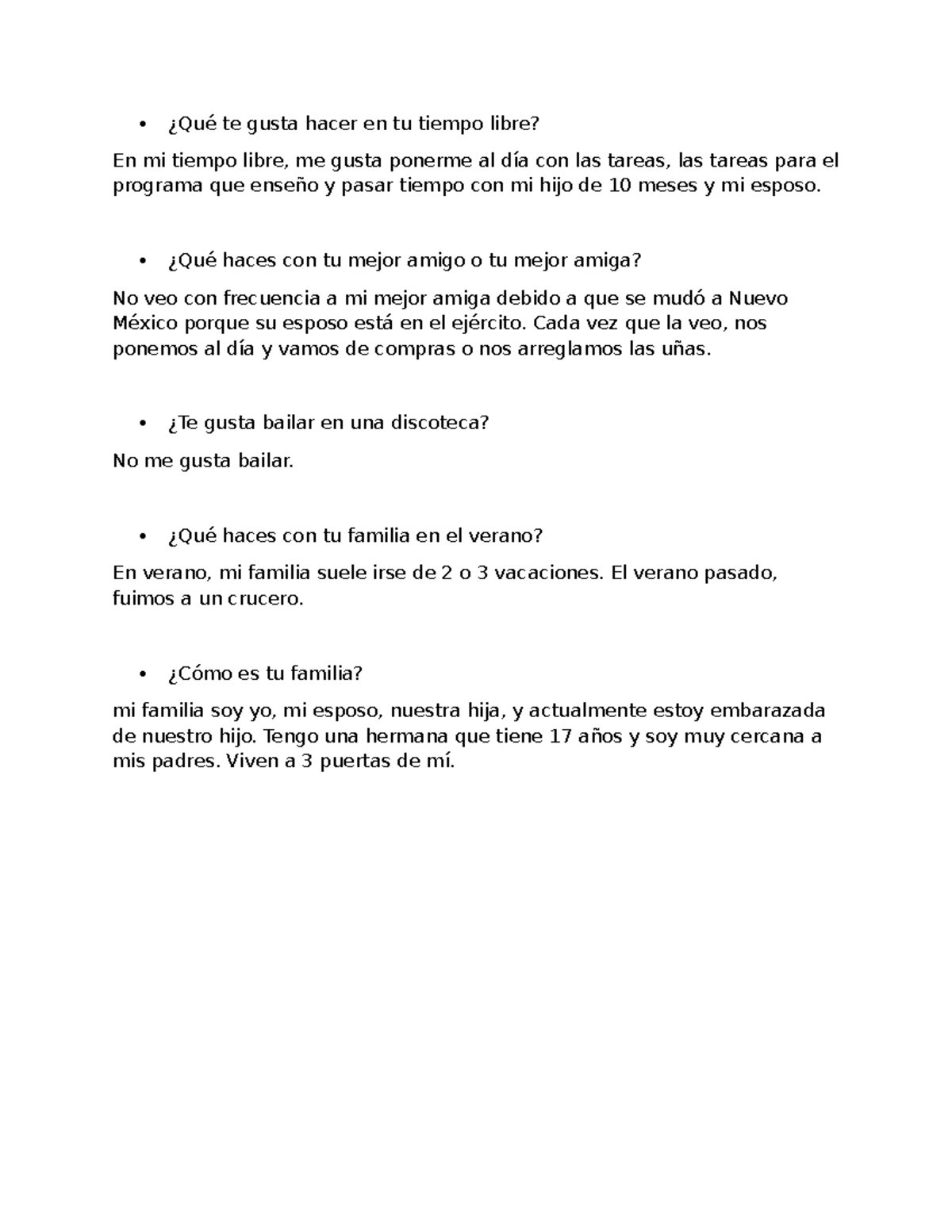 Spanish Dialogue - ¿Qué te gusta hacer en tu tiempo libre? En mi tiempo ...