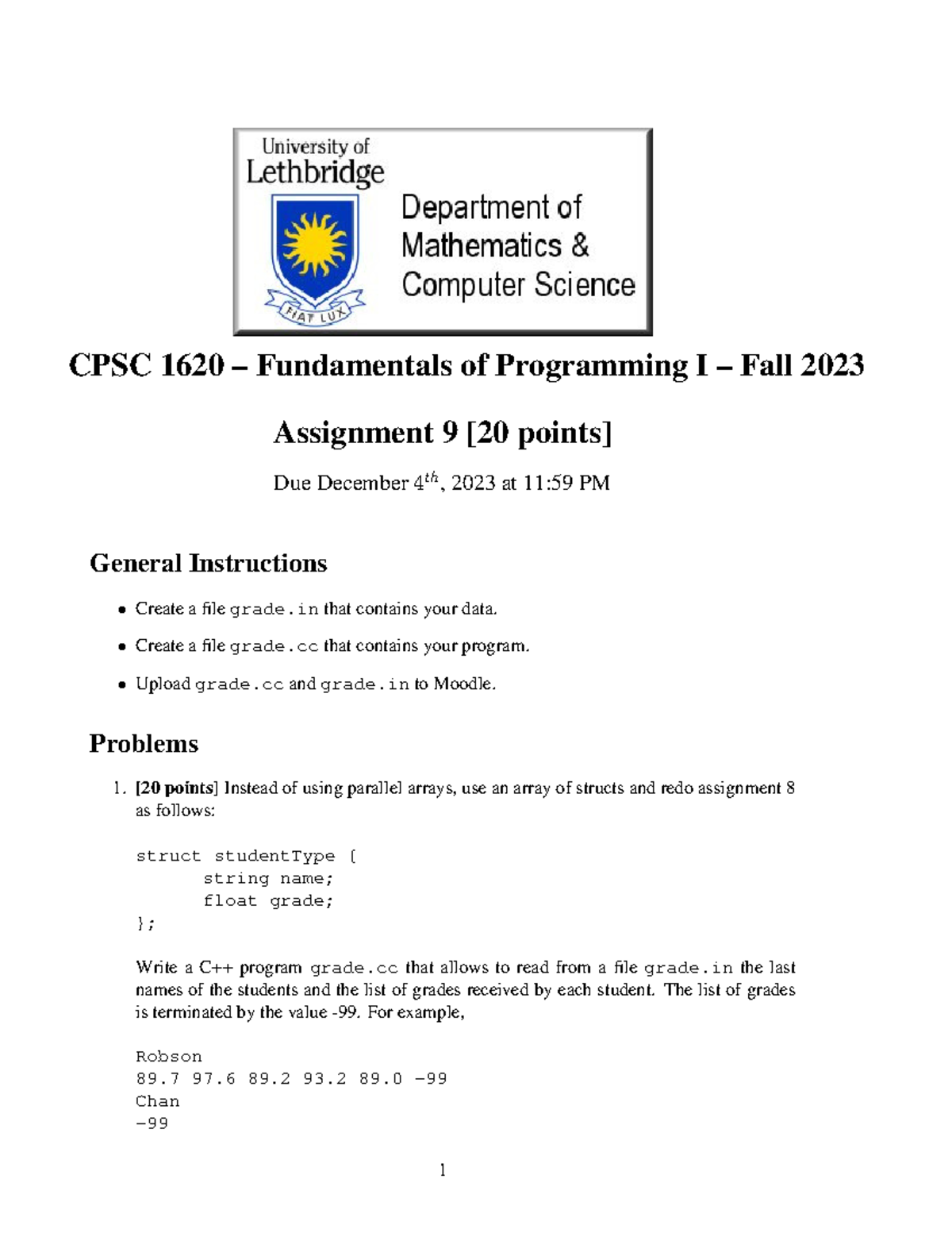 A9 - imagine - CPSC 1620 – Fundamentals of Programming I – Fall 2023 ...