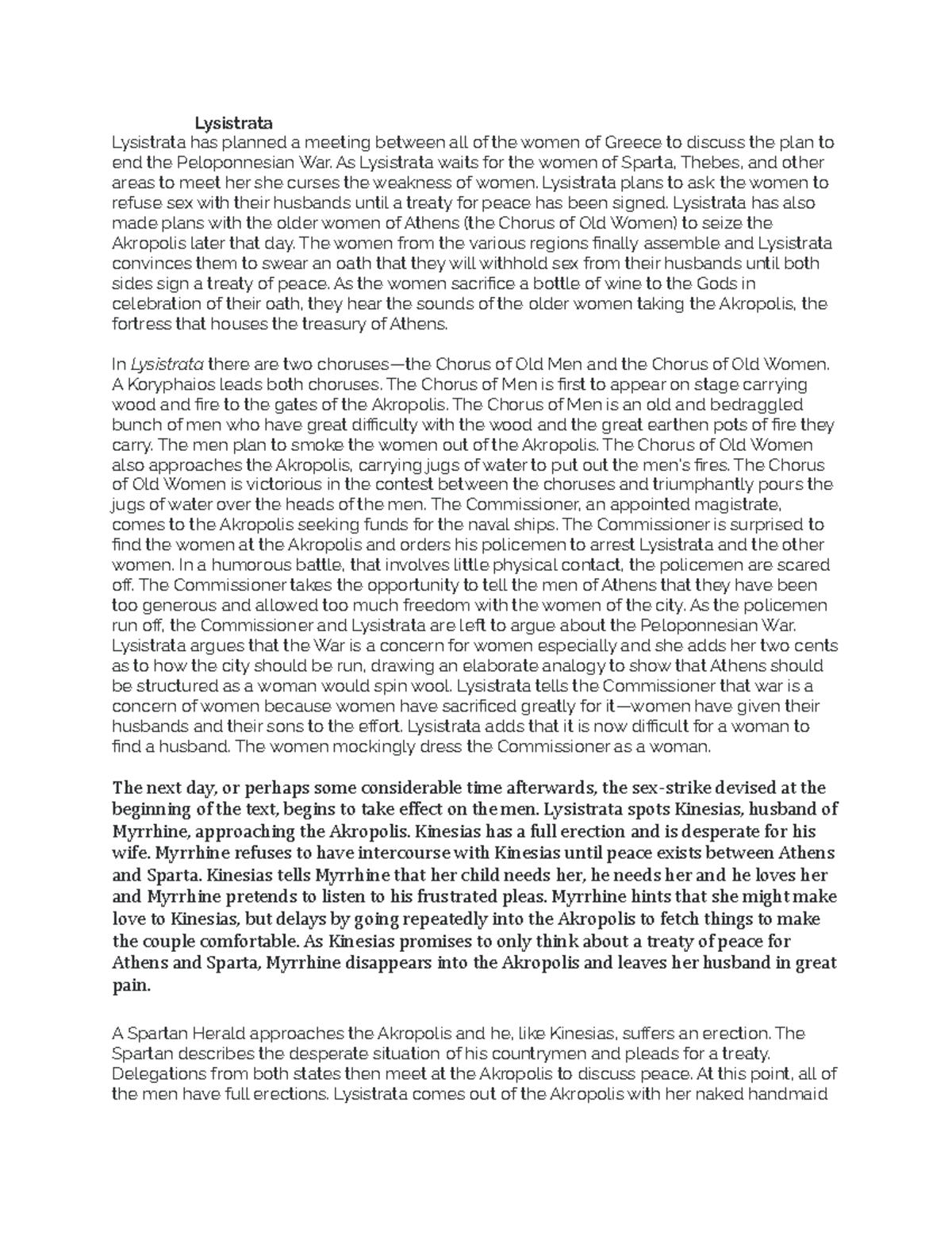 Lysistrata Summary World Literature - Lysistrata Lysistrata has planned ...