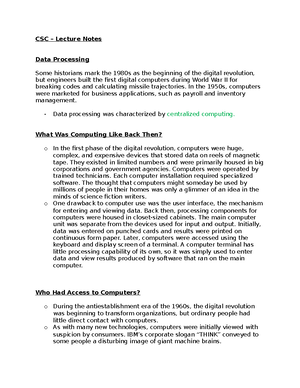 Personal computing (CSC) - Lecture Notes- Personal Computing Personal ...