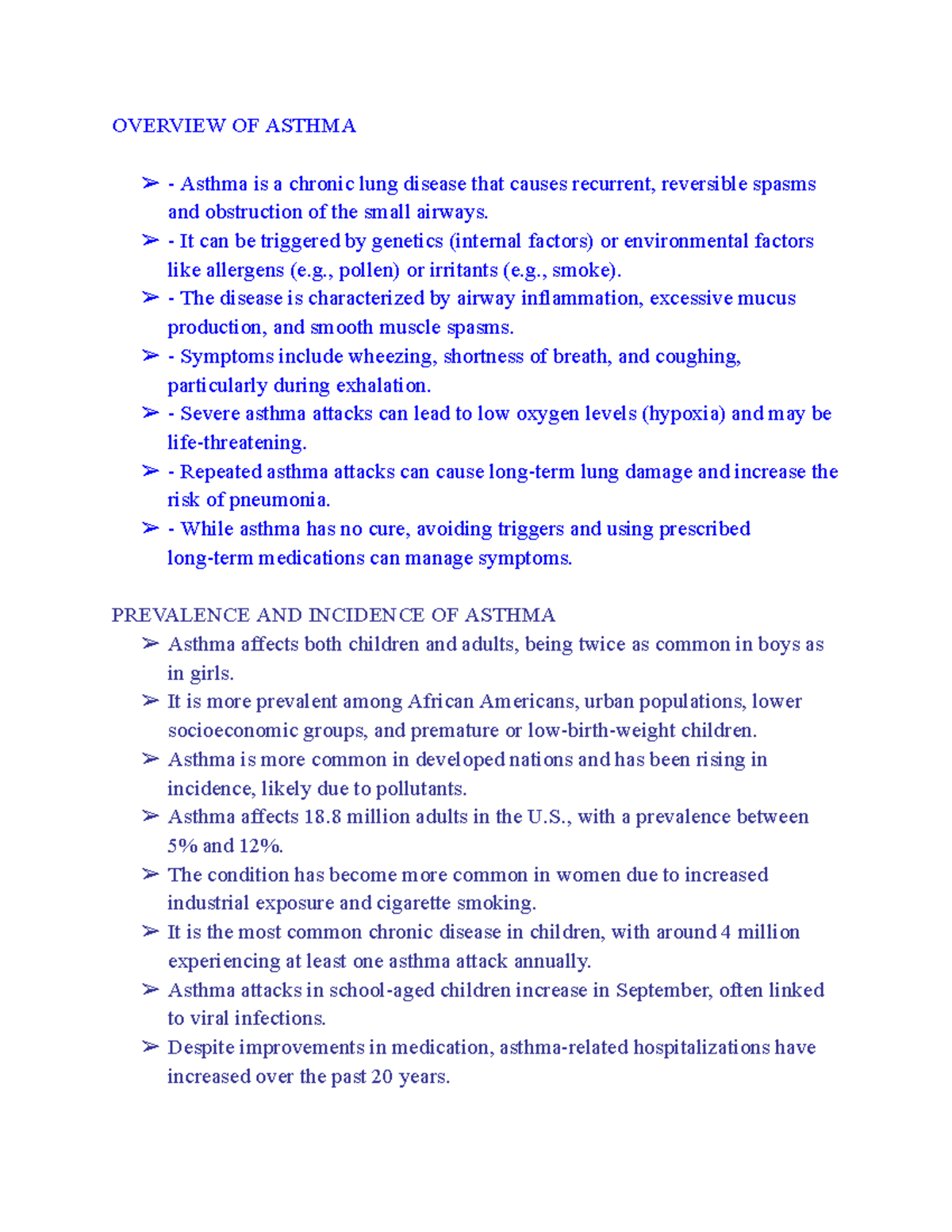 Overview OF Asthma - module 11 - OVERVIEW OF ASTHMA - Asthma is a ...