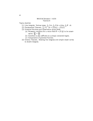 Tutorials and Assignments - National University of Singapore MA2104: Multivariable Calculus ...
