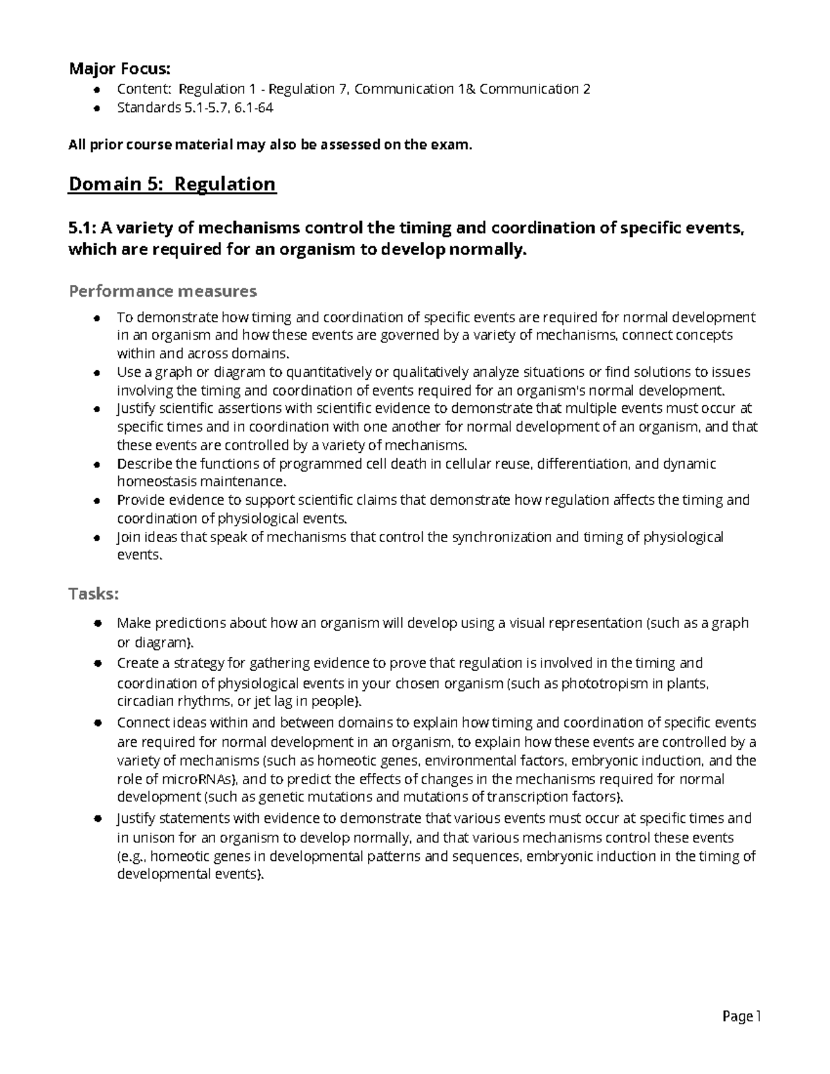 1314 March Exam Review Sheet - Major Focus: Content: Regulation 1 ...