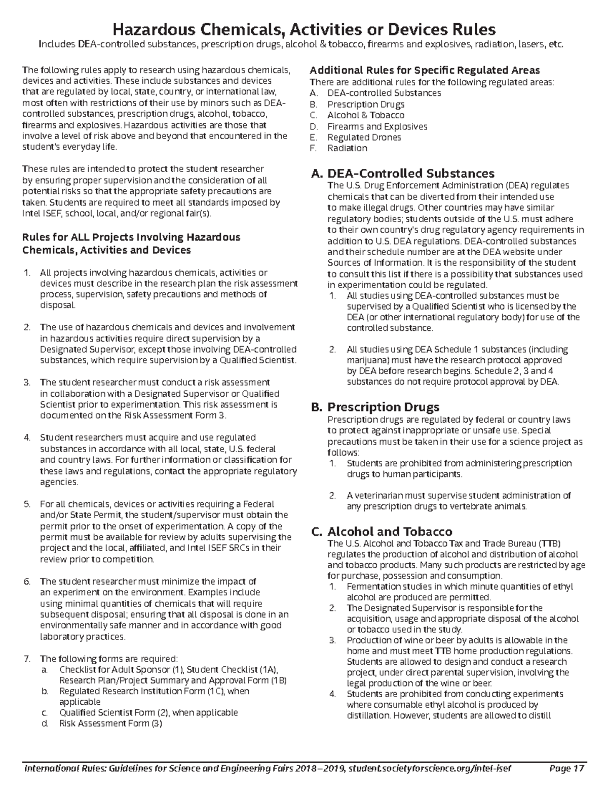 Hazardous Chemicals Activities or Devices Rules - International Rules ...