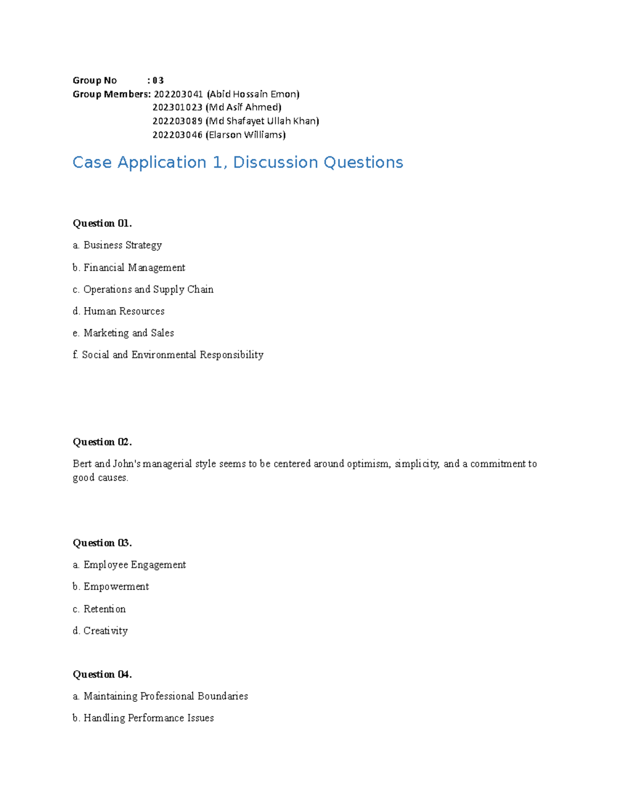 Case Study Group 03 BUS 507 - Organization and management - JU - Studocu