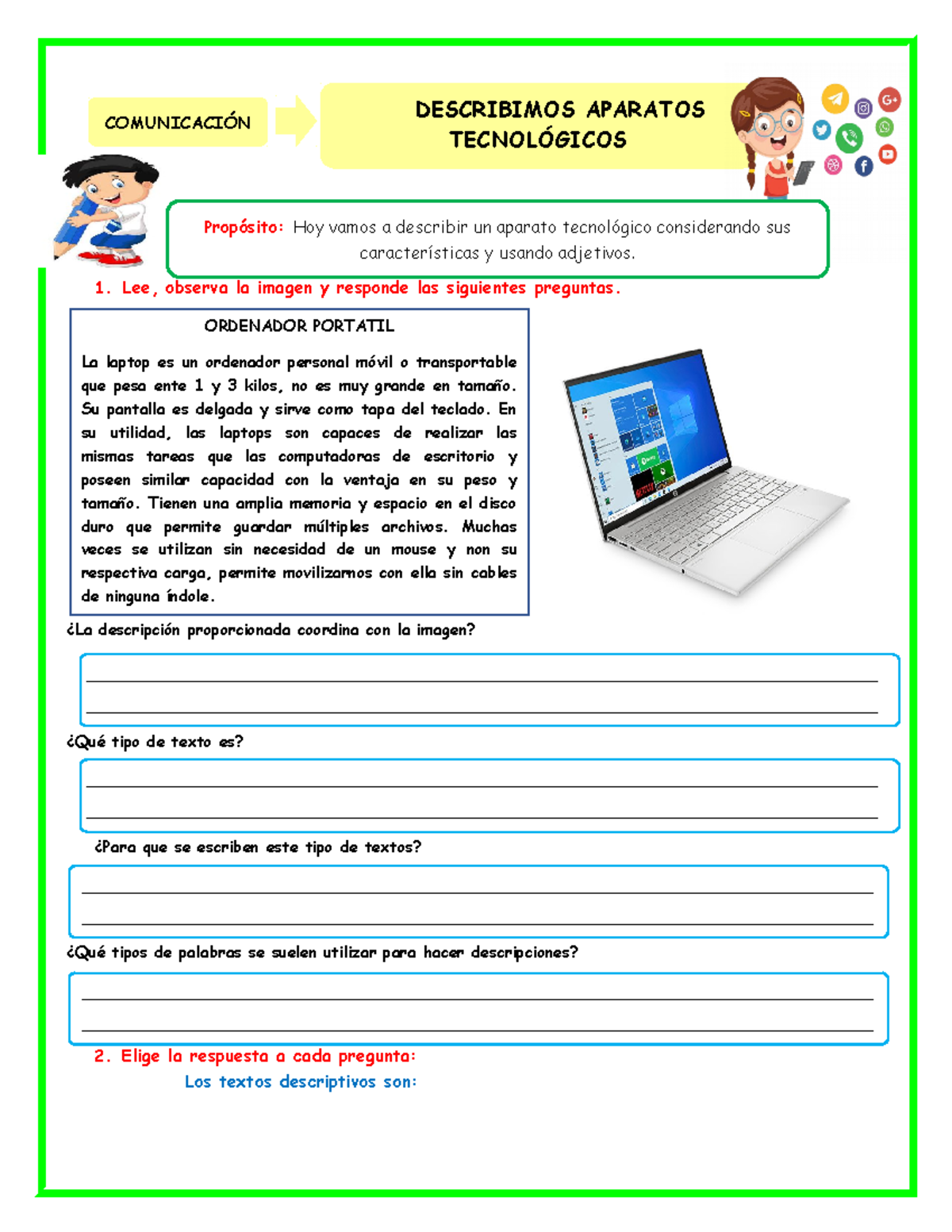 ACT- Miércoles- Comunic- Describimos Aparatos Tecnológicos - 1. Lee ...