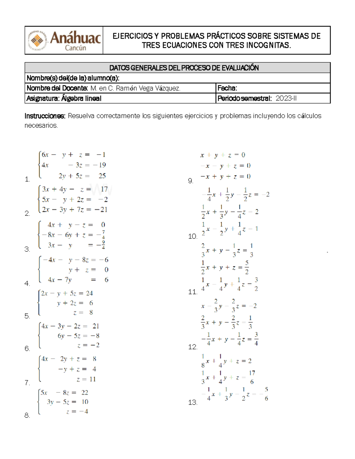 2.1. Ejercicios práticos sobre sistemas de ecuaciones 3x3 - EJERCICIOS Y PROBLEMAS PRÁCTICOS ...