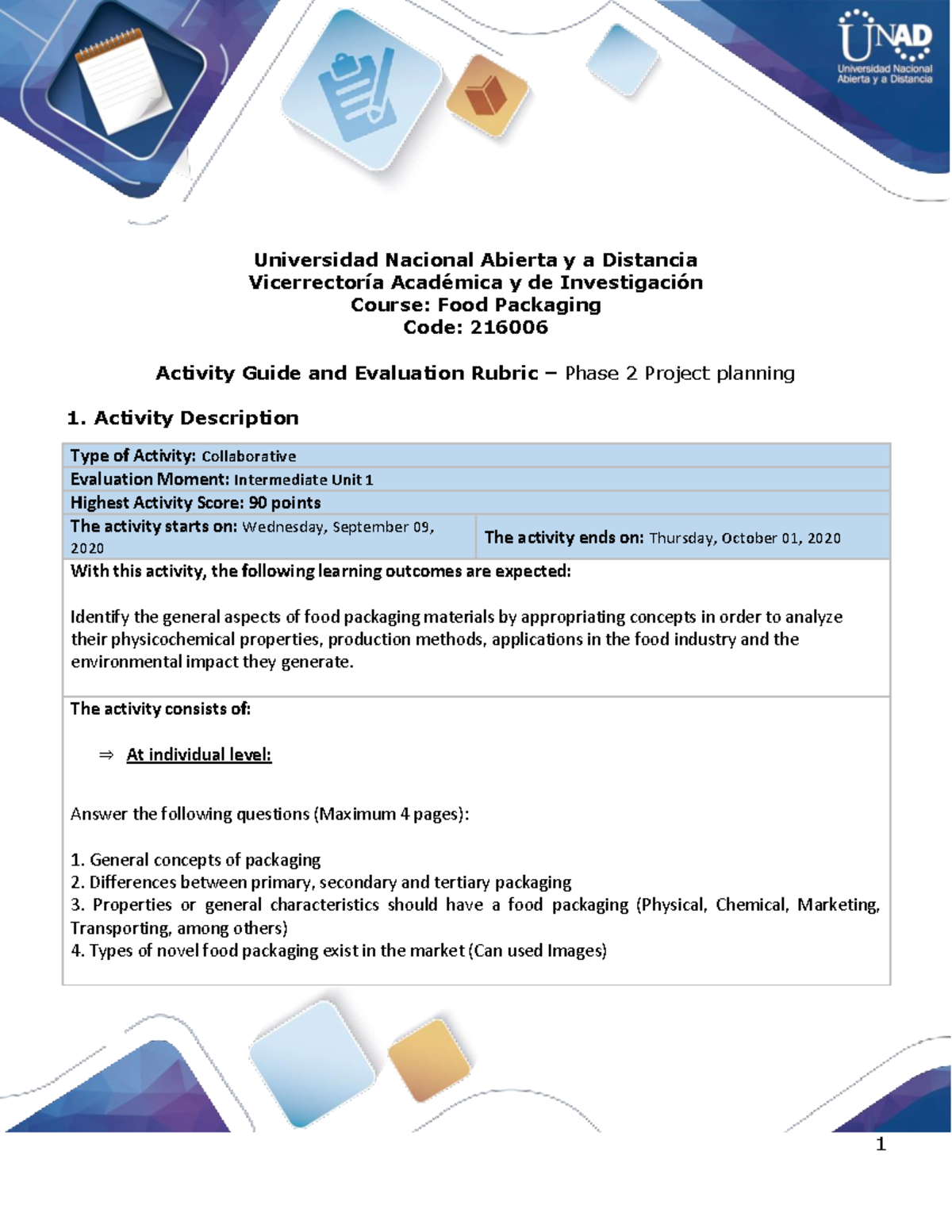 Activity Guide and Evaluation Rubric - Unit 1 - Phase 2 - Project ...