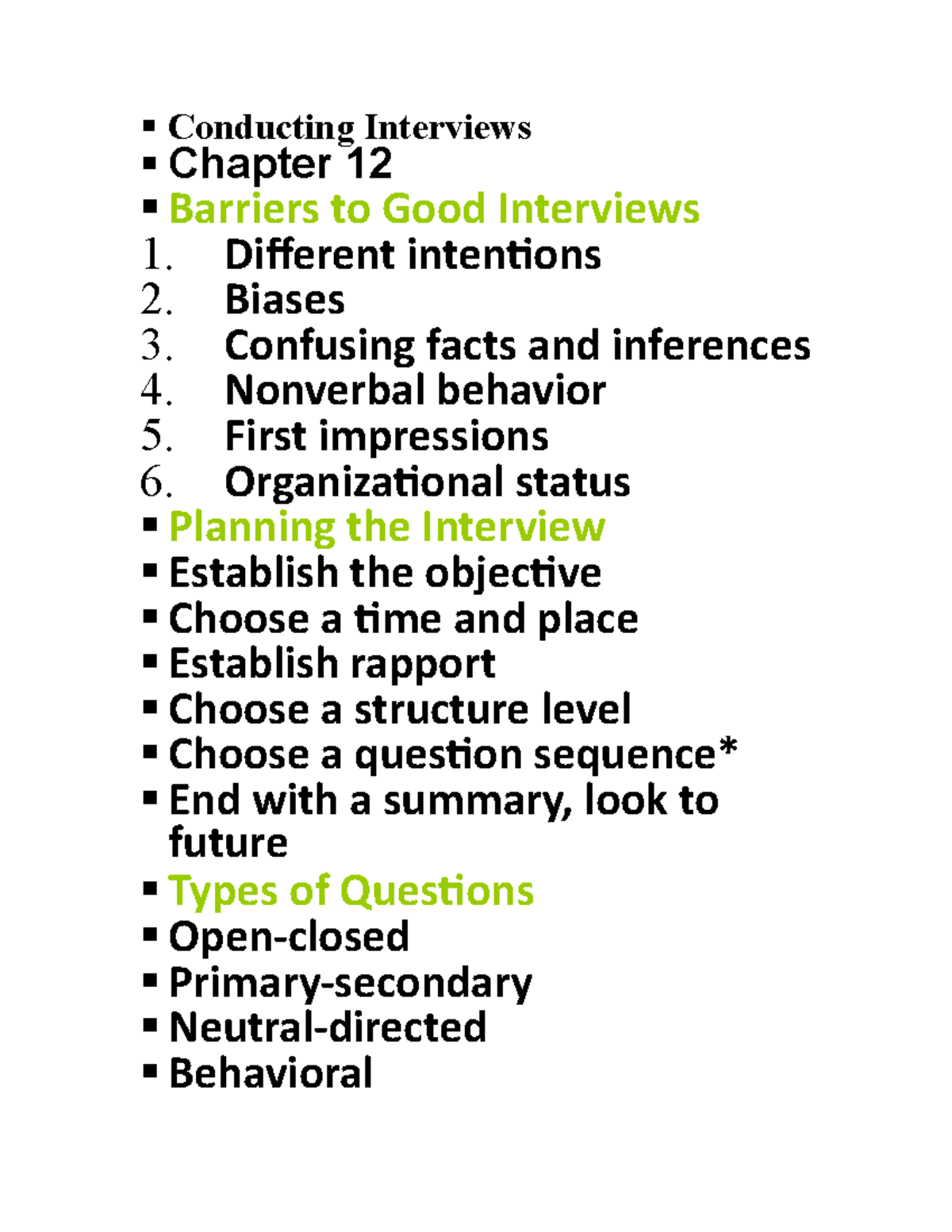 Chapter 12 - Annie R. Embree, Esq. - Conducting Interviews Chapter 12 ...