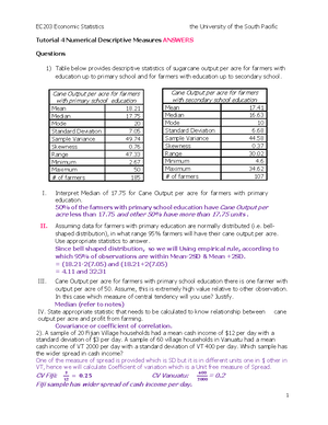EC 203 Tutorial 2 sampling 17 - The University of the South Pacific ...