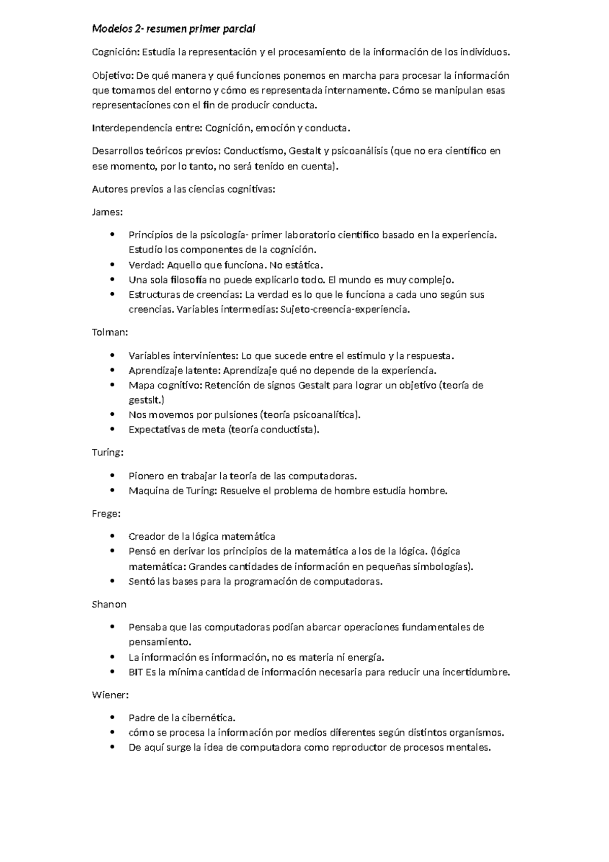 Modelos 2 - Resumen para primer parcial - Modelos 2- resumen primer ...