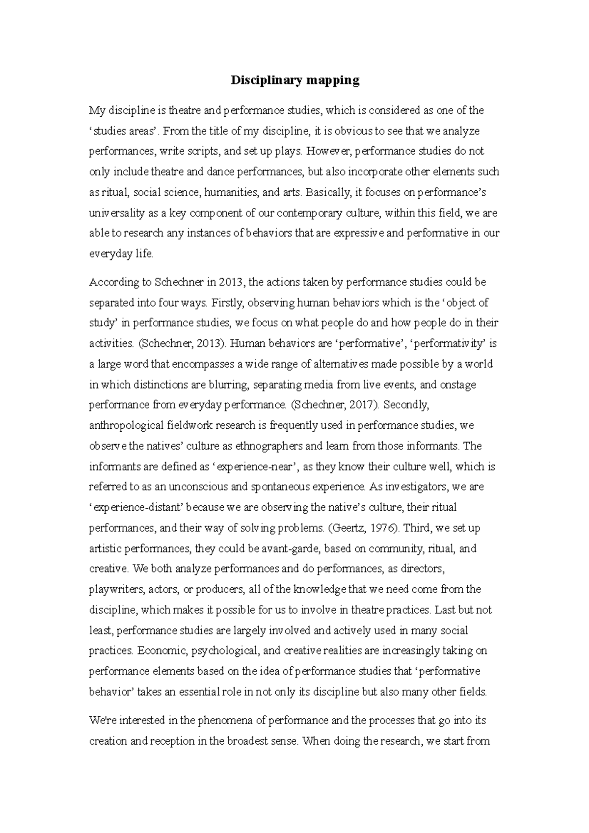 Disciplinary mapping - First Assignment - Disciplinary mapping My ...