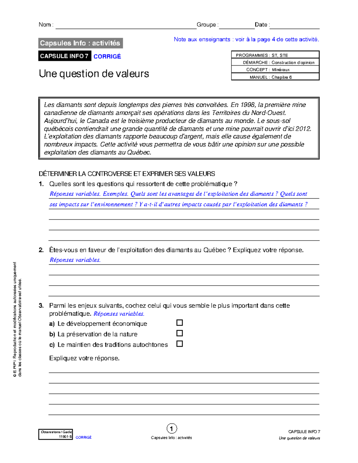 Capsule info 07 corr - Résume STE sciences - 1 Capsules Info ...