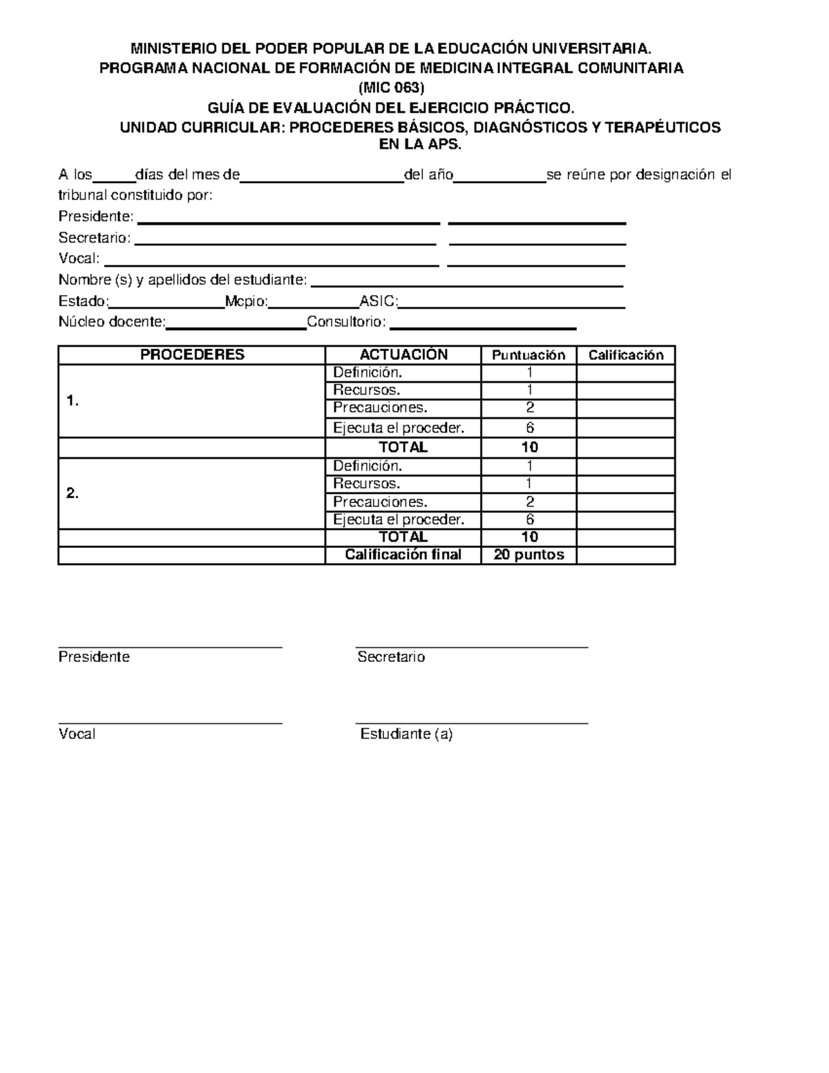 MIC 063 Guia Eva EP proc bás APS - MINISTERIO DEL PODER POPULAR DE LA EDUCACIÓN UNIVERSITARIA ...