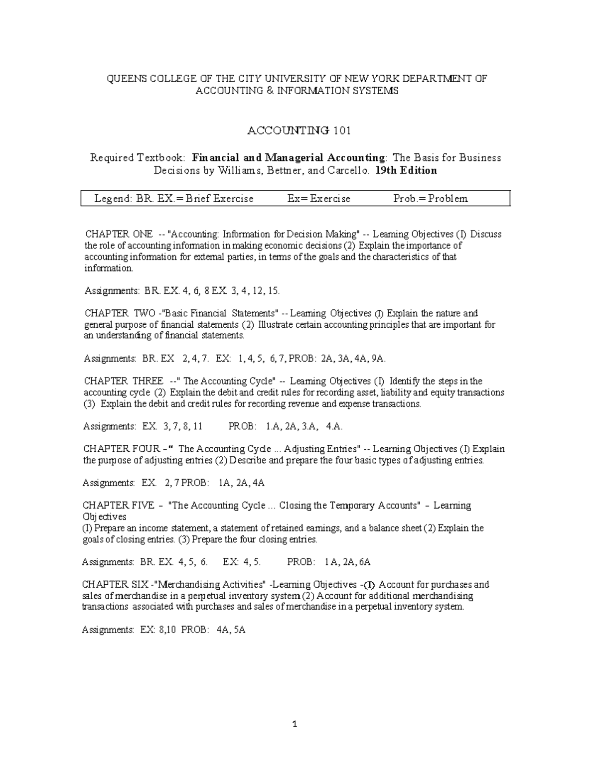 Acct 101 19th Ed Syllabus Revised (2) (8) (1) (1) (1) - QUEENS COLLEGE ...