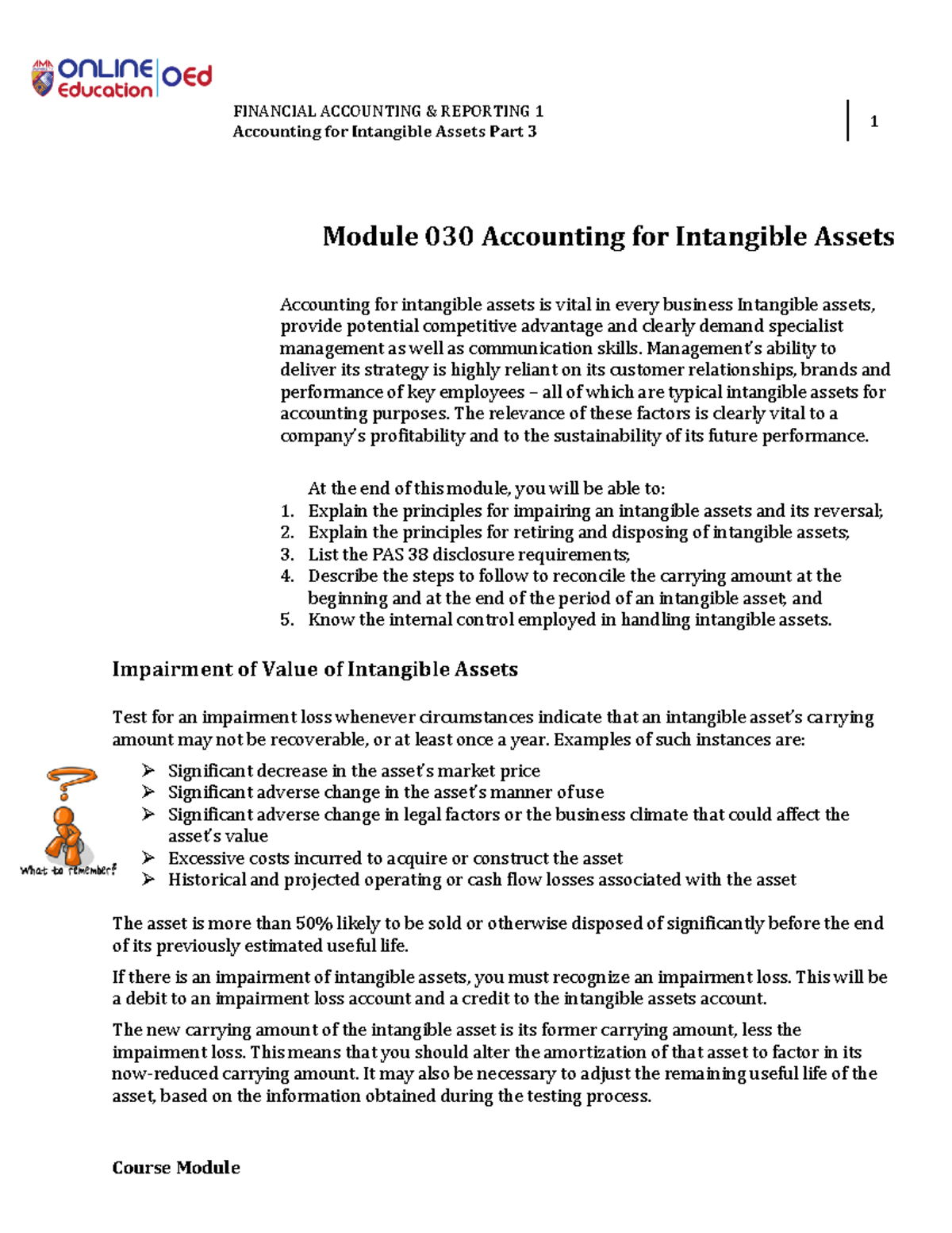 Lesson 13 - Accounting for Intangible Assets Part 3 - Accounting for Intangible Assets Part 3 1 ...