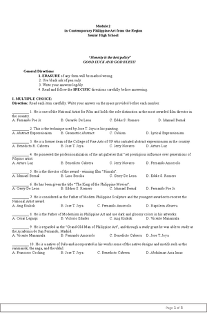 Contemporary Philippine ARTS Module 1 - Senior High School MODULE 1 ...
