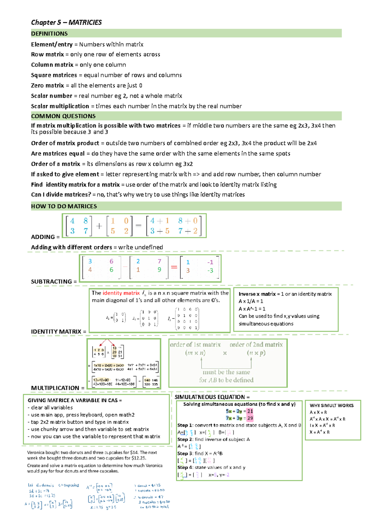 Math matrices - SOOOO GOOD THESE NOTES PLS USE - CUA50920 - Studocu